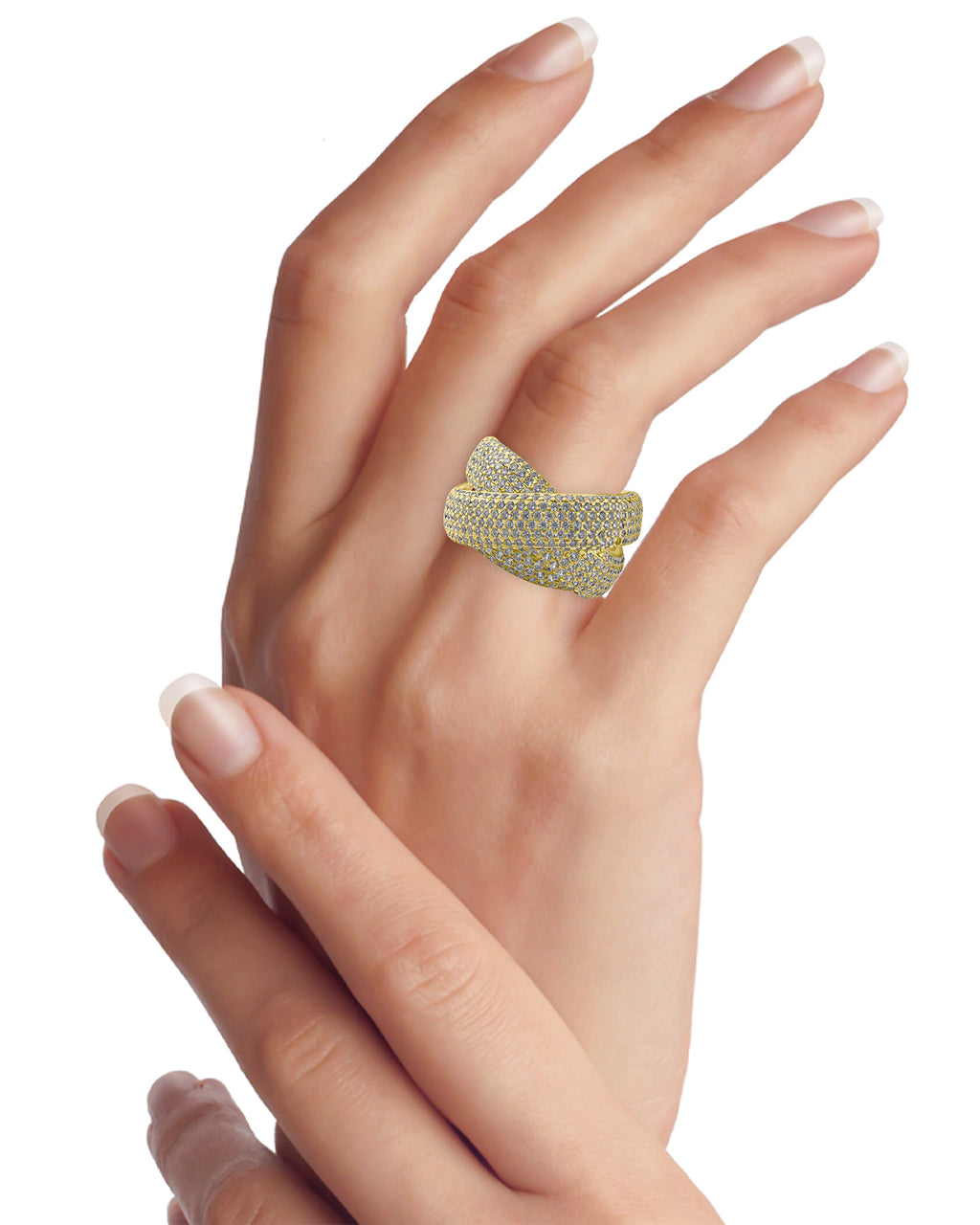 Pave CZ Triple Crossover Ring – CZ by Kenneth Jay Lane